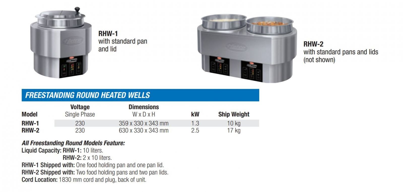 BẾP GIỮ NÓNG THỰC PHẨM DOUBLE HEATED WELL HATCO RHW-2